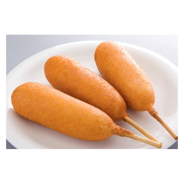 串さしソーセージにふんわりした衣をつけたハンディータイプスナックです。ソーセージはポークソーセージを使用しています。衣は電子レンジ調理でも、サク味があるタイプを使用しています。＜アレルゲン＞乳、小麦、大豆、豚肉、ゼラチン＜油調＞・解凍後/油...