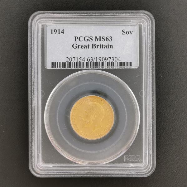 品名:G.BRITAIN グレートブリテン 1ポンド 金貨 ソブリン ジョージ5世 1914 スラブ入り PCGS MS 63直径:22.2mm品位:金917/1000量目:7.9g鑑定機関:アメリカPCGS社証明番号:19097304銀貨...