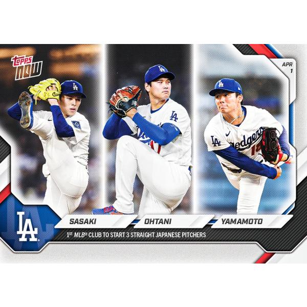 大谷翔平/山本由伸/佐々木朗希 2026 Topps Now 1st MLB Club to Start 3 Consecutive Japanese Pitchers 2026年4月1日 #42 Dodgers ドジャース