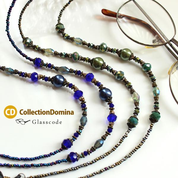 パールを使用したビーズメガネチェーン商品情報 ●Pパール丸玉のサイズ(ブルー・グリーン)：約10mm●全体の長さ：約87.0cm(ゴムパーツを含む)素材 : 真鍮、ステンレスワイヤー、Pパール、ビーズ、ゴムカラー:●ブルー　●グリーン全体の...