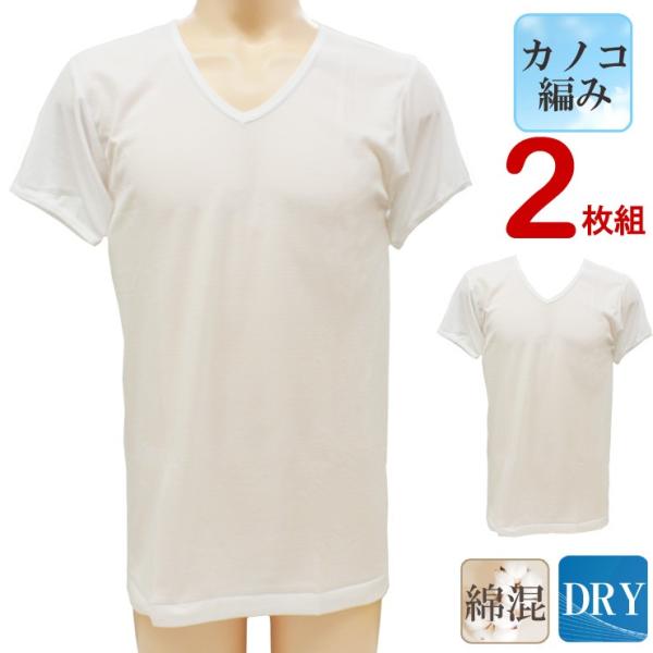 メンズ インナー ＤＲＹカノコ 吸汗速乾 半袖Ｖ首 13-042 13-017 ２枚組 送料無料 下着 vネック 半袖 インナー メンズ vネック 鹿の子 カノコ編み 半袖インナー 紳士 アンダーシャツ インナーシャツ 涼しい 夏 汗吸収 ...