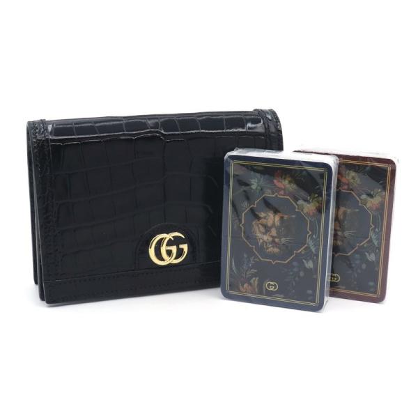 商品番号：c240600024425ブランド名：グッチ GUCCI商品名：ダブルG ダブル トランプセット型番：サイズ：ケース(W)15×(H)11×(D)4cm トランプ約63mm×89mm(ポーカーサイズ)本体カラー：ブラック金具カラー...