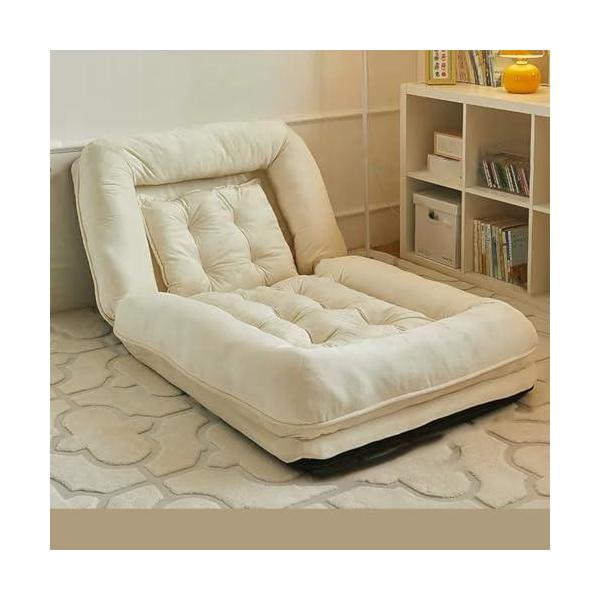 【非常に柔軟なデザイン】：この多機能なソファチェアは、金属フレームを採用した背もたれで、90°から180°まで調整できます。この折りたたみ可能なフロアチェアクッションは、6つの異なるロック位置があり、自然な座り姿勢に簡単に調整できます。人間...