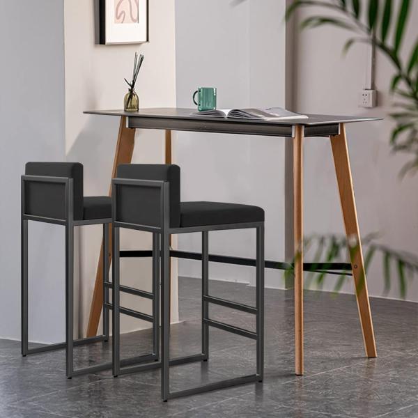 【ソフトベルベット】キッチン用の柔らかいベルベット布張りのカウンターハイトスツール、素晴らしい手触りと質感、肌に優しく、タイトで耐久性があります。【人間工学に基づいたトールスツール】人間工学に基づいたフォルムは体の形状に完璧に適合し、長時間...