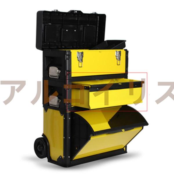 製品名：組合式トロリー工具箱外部サイズ：520*320*720mm第1階の内部サイズ：440*220*200mm第2階の内部サイズ：390*210*120mm第3階の内部サイズ：410*200*280mm材質:鉄板+?ABSプラスチック鉄板...