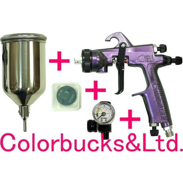 ■【限定モデル】【LUNA2i-M6-C15GK】(LUNA2i-R255-1.5GK + LUNA2-R245PLS(緑) エアキャップ付)薄膜アーチパターン クリア用Devilbiss デビルビス【KGL-400-FA-STカップ付】【...