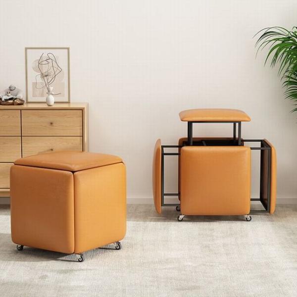 【サイズ】35?X35?【5in1超省スペース】このスツールは、5in1の超省スペースデザインを採用しています。収納すると、どこにでも置ける四角い椅子になります。来客の時に、すぐに5つの別々の椅子になることができます。それはに日常のニーズを...