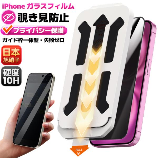 ◆商品名：覗き見防止強化ガラス保護フィルム◆対応機種：iPhone16e(2025年発売)iPhone16iPhone16PlusiPhone16Pro iPhone16ProMaxiPhone15iPhone15PlusiPhone15P...