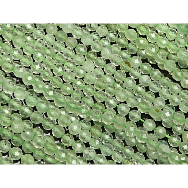 特記すべき項目材質プレナイト（Prehnite/ブドウ石）サイズ約2.9-3.3mm（±0.3mm）穴径約0.5mm数・量1連約37cmになります関連ワードプレナイト ブドウ石 葡萄石 Prehnite 天秤座の守護石 ラウンドカット 連売...