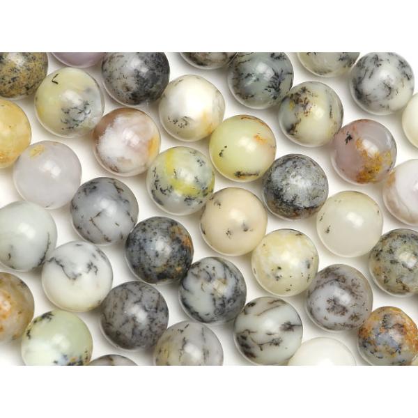 特記すべき項目※天然のため、粒により内包物の量や色合いが異なります。材質デンドライト・オパール（Dendritic/模樹石・opal/蛋白石）サイズ約6.5-7.0mm（±0.3mm）穴径約1mm数・量1連約37cmになります関連ワードデン...