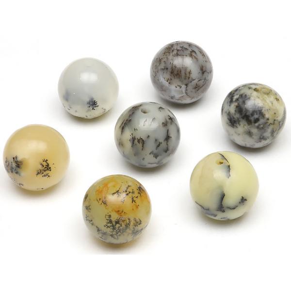 特記すべき項目※天然のため、粒により内包物の量や色合いが異なります。材質デンドライト・オパール（Dendritic/模樹石・opal/蛋白石）サイズ約9.5-10.1mm（±0.3mm）穴径約1mm数・量8粒になります関連ワードデンドライト...