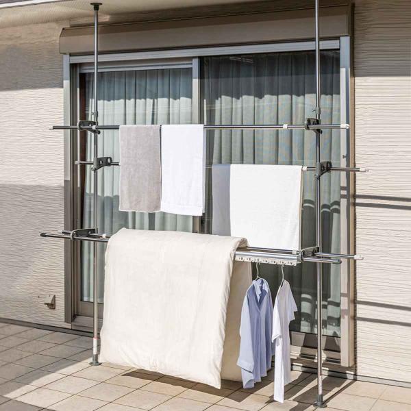 サイズ/使用時：幅9×奥行51×高さ205〜300cm重量/約3kg内容量/1台材質/パイプ：ステンレスパイプ　直径2.94、直径2.54cm部品 成型部品：ABS樹脂・PP樹脂・EVA樹脂金属部品 バネ・ネジ類：スチール（メッキ）耐荷重/...