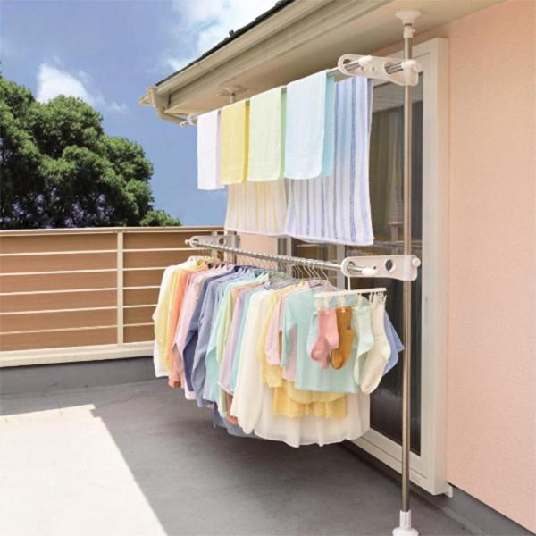 サイズ/本体片側：約幅10×奥行35〜58×高さ210〜275cm内容量/1セット材質/本体：ステンレス巻きスチールパイプ・ステンレスパイプ樹脂部品：ポリプロピレン・ABS樹脂・EVA樹脂・ポリカーボネート金属部品：スチール（メッキ）・ステ...