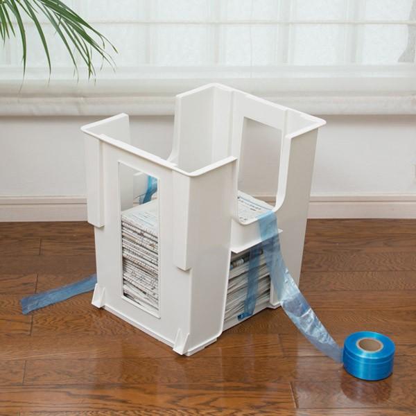 サイズ/約幅36.5×奥行28.5×高さ36.5cm内容量/1個材質/本体：ポリプロピレン樹脂ラベル：紙生産国/日本製●新聞や雑誌をひとまとめに収納できる新聞ストッカーです。●本体底はひも通し穴付きで不要になった新聞を入れたまま簡単にひも掛...