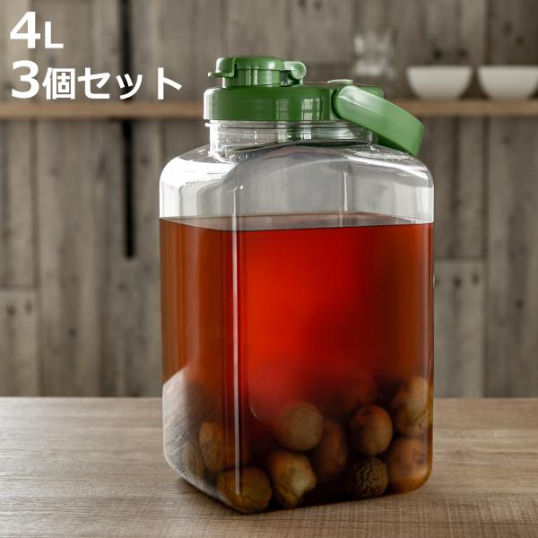 サイズ/約幅15.7×奥行12.9×高さ28cm重量/約290g容量/約4L内容量/3個セット材質/本体：PETフタセット：PPパッキン：シリコーンゴム生産国/日本製パーツ別耐熱温度/本体：60度、フタセット：120度、パッキン：140度耐...