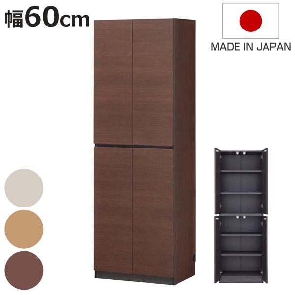 サイズ/約幅60×奥行41.6×高さ180cm重量/約34.2kg内容量/1台付属品：移動棚4枚、免震バンド材質/本体・表面素材：プリント紙化粧繊維板扉・引出前板：木口ラッピング種類/ホワイト、ナチュラル、ダークブラウン生産国/日本製棚板1...