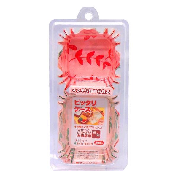 サイズ/小：約幅6×奥行7×高さ3.3cm大：約幅6×奥行8×高さ3.3cm内容量/30枚（大15枚、小15枚）材質/PETフィルム/紙生産国/中国製耐熱温度/180度電子レンジ/使用可能●お弁当作りに便利なおかずカップです。●コーナー部分...