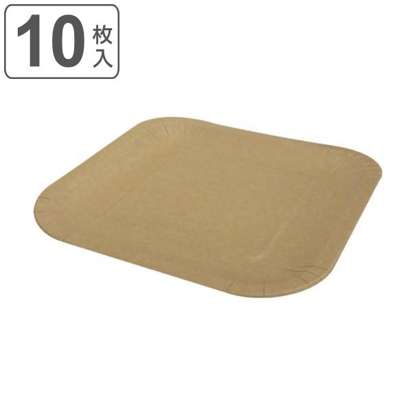 サイズ/約横18.5×縦18.5cm内容量/10枚入材質/バージンパルプ100％内面：ポリエチレンラミネート加工生産国/ベトナム製●ナチュラルで落ち着いた色味がお洒落な紙皿です。●水や油に強くアウトドアや行楽などに最適です。●未晒し原紙にポ...