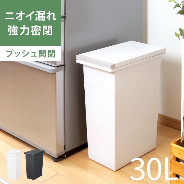 サイズ/約幅23.1×奥行39.3×高さ52.2cmふたを開けた時の高さ：約84.5cm容量/約30L内容量/1個材質/ふた・本体・袋止め：ポリプロピレン、プッシュレバー：ポリスチレン、バネユニット：ポリアセタール、バネ：ステンレス鋼、パッ...