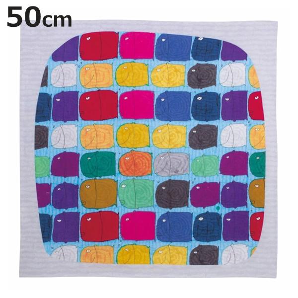 サイズ/約横50×縦50cm内容量/1枚材質/綿100%生産国/日本製●独自の視点やデフォルメによるユーモア溢れる作品が特徴の服部憲政さんがデザインした風呂敷です。●50cmの風呂敷なのでお弁当を包んだり、キッチンクロスやランチョンマット、...