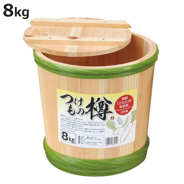 サイズ/約高さ25.5cm直径：約27cm内容量/1個付属品：ビニール袋3枚、押蓋1枚材質/さわら、ひのき生産国/日本製●ご家庭で本格的に漬物が漬けられる漬物樽です。●押蓋付きでしっかりと漬物を漬けられます。●約8kgの漬物が作れます。●水...