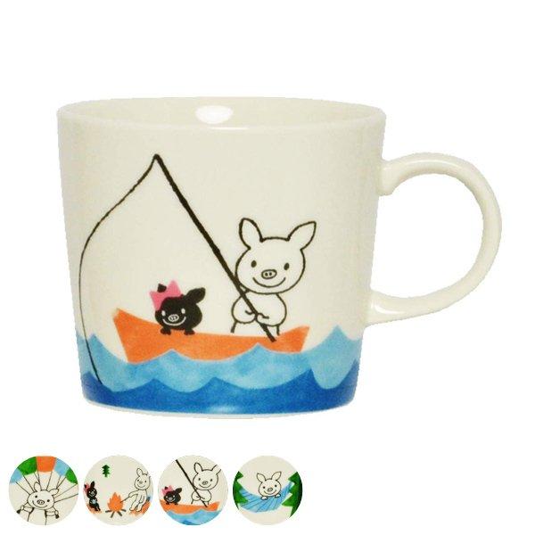 アウトドアを楽しむラッキーとハッピーが描かれたマグカップです。程よい大きさで使い心地の良い、日常使いしやすいサイズです。底面にも可愛らしいイラストが入っています。パッケージ入りで、贈り物にも最適です。 【商品詳細】サイズ/約幅12.4×奥行...