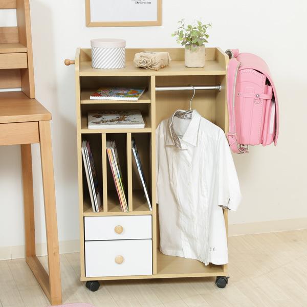 サイズ/約幅58×奥行34×高さ92cm重量/約22kg内容量/1台材質/プリント紙化粧繊維板生産国/マレーシア製キャスター/付き耐荷重/約20kg棚板1枚あたり耐荷重/約5kg組立状態/お客様組立品●シンプルデザインのキッズ家具「ノーム」...