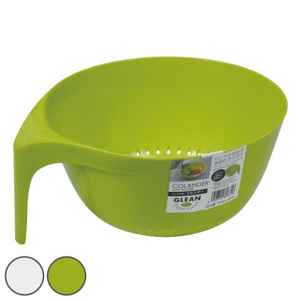 サイズ/約幅26×奥行23×高さ11.5cm重量/約178g内容量/1個材質/ポリプロピレン種類/ホワイト、グリーン生産国/日本製耐熱温度/120度耐冷温度/-20度●持ち運びに便利なハンドル付きのコランダー（水切りボウル）です。●ハンドル...
