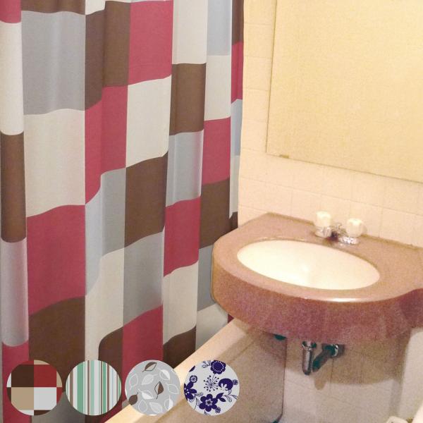 サイズ/約幅110×高さ155cm内容量/1枚付属品：Sカン8個材質/塩化ビニル樹脂種類/レッド、グリーン、ブラウン、ダークブルー生産国/日本製●水や湿気、汚れに強い防水・防カビ加工のバスカーテンです。●ユニットバスに最適なサイズです。●バ...