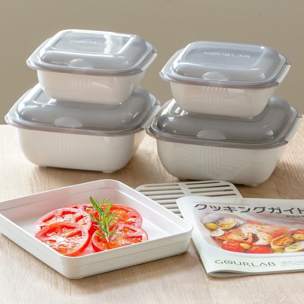 サイズ/ラージカプセル：約幅18.8×奥行16.7×高さ8.9cmスモールカプセル：約幅15.6×奥行13.7×高さ7.2cmスクエアディッシュ：約幅19.9×奥行18×3.2cmヘルシープレート：約幅13×奥行12×高さ1cm容量/ラージ...