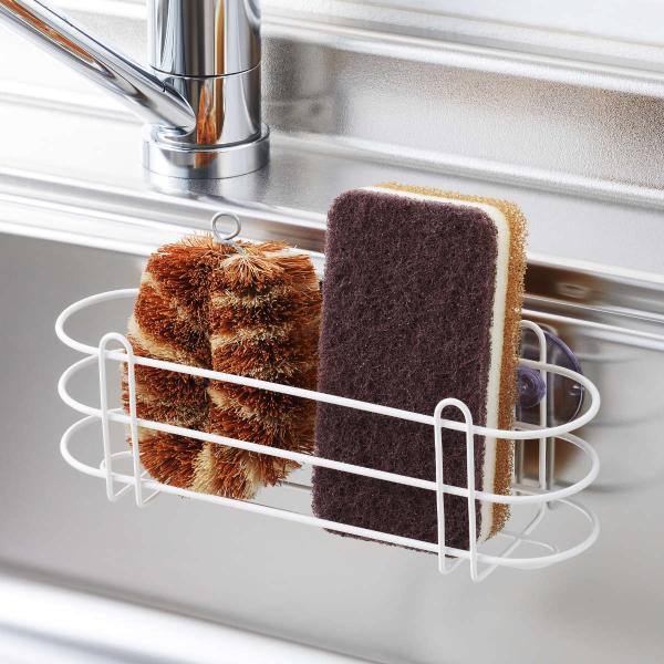 サイズ/約幅21.8×奥行6×高さ8cm重量/約100g内容量/1個材質/本体：18-8ステンレス（ポリエステル樹脂粉体塗装）吸盤：塩化ビニール生産国/日本製●抗菌塗装を施したステンレス製のスポンジラックです。●吸盤でシンク内にも取付けられ...