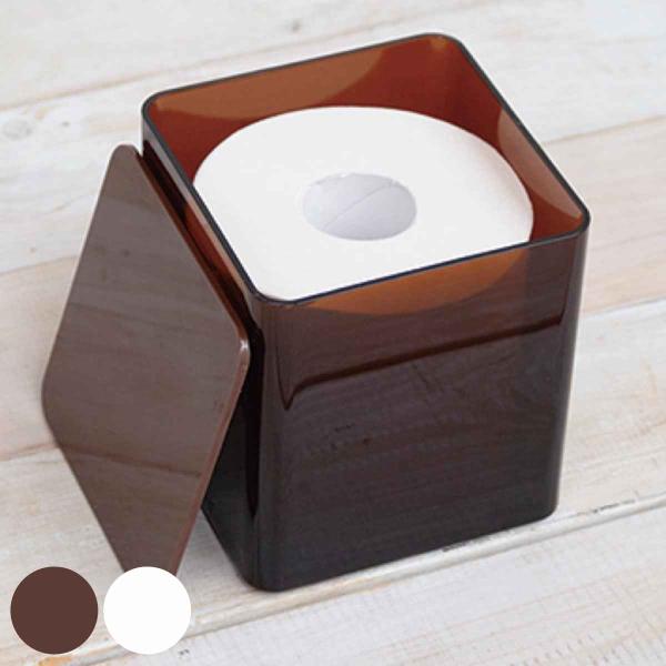 サイズ/約幅11.9×奥行11.9×高さ13.3cm内容量/1個材質/ポリスチレン種類/ホワイト、ブラウン生産国/中国製●ちょい置きにちょうど良い、1ロール用トイレットペーパーケースです。●蓋をすることができるので気になるホコリもカバーでき...