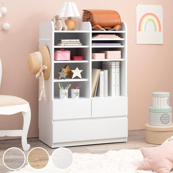 サイズ/約幅68.5×奥行41.5×高さ107cmサイドフック含む幅：約71.5cm引き出し（小）有効内寸：約幅26.5×奥行33.5×高さ7.5cm引き出し（大）有効内寸：約幅60×奥行33.5×高さ7.5cm重量/約38kg内容量/1台...