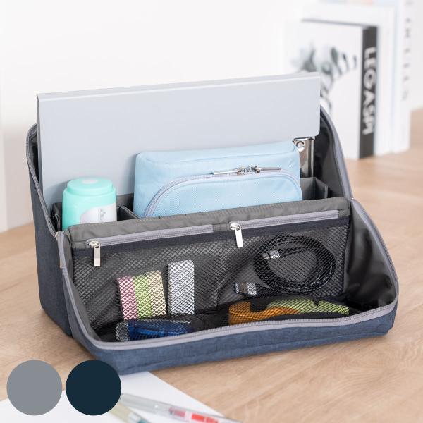 サイズ/外寸：約幅31.5×奥行13.5×高さ25cm内寸：約幅30×奥行10.5×高さ21cm内容量/1個材質/ポリエステル・PP種類/グレー、ネイビー生産国/中国製●フリーアドレスで活用できるA4ボックスです。●展開すれば快適なワークス...