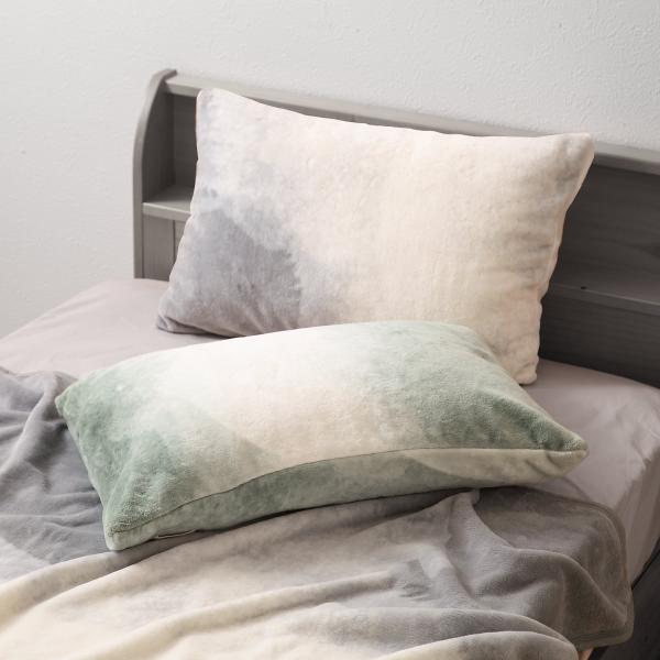 サイズ/約横63×縦43cm内容量/1枚材質/パイル糸（毛羽部分）：コットン100％地糸：ポリエステル100％種類/カーキ、グレー生産国/日本製洗濯/洗濯機使用可能●綿ニューマイヤー　「フルード・オブ・ライト」 ピローケース　63cm×43...