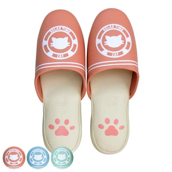 サイズ/適応サイズ：約25cmまで内容量/1足材質/甲・中敷き・底材：抗菌PVC種類/ピンク、ブルー、グリーン洗濯/不可●対応サイズ約25cmまでのビニール製スリッパです。●リラックスタイムとキャットの文字入りデザインです。●撥水性があるの...