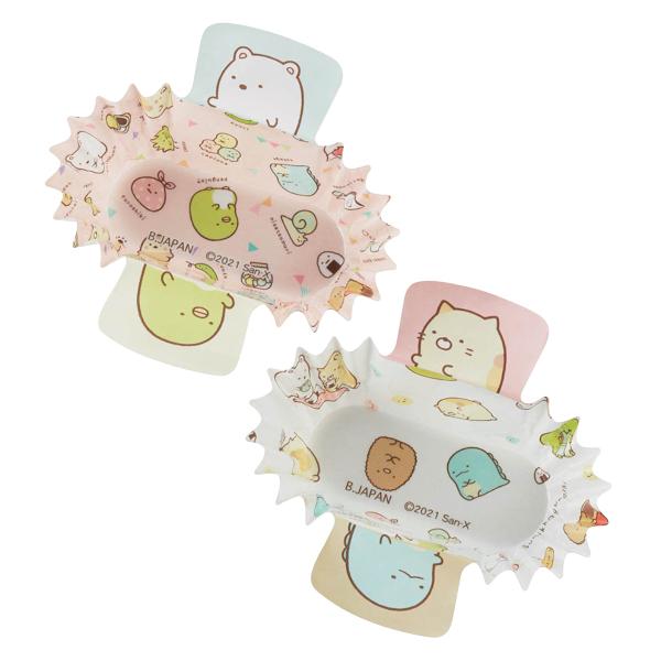 サイズ/約幅5×奥行2.5×高さ2cm底のサイズ：約幅2.5×奥行5cm内容量/1個（入数：14枚、2種類×7枚）材質/PET樹脂フィルム、紙生産国/日本製耐熱温度/140度耐冷温度/-30度電子レンジ/使用可能●すみっコぐらしのおかずカッ...