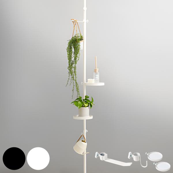 サイズ/約幅43×奥行43×高さ187〜264cm内容量/1セット（突っ張り棒、ロングフック、小型フック、トレイ2個）材質/主材：[フレーム]金属、[棚板]メラミン樹脂化粧繊維板表面加工：粉体塗装       種類/ブラック×ブラウン、ホワ...