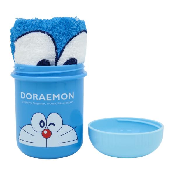 サイズ/約高さ9.1cm直径：約6.3cm内容量/1個（ケース、タオル）材質/本体、蓋：ポリプロピレンタオル：綿100％生産国/中国製耐熱温度/140度●しっかり閉まるスクリュー式のフタなので、濡れたおしぼりの持ち運びも安心です。●遠足や運...