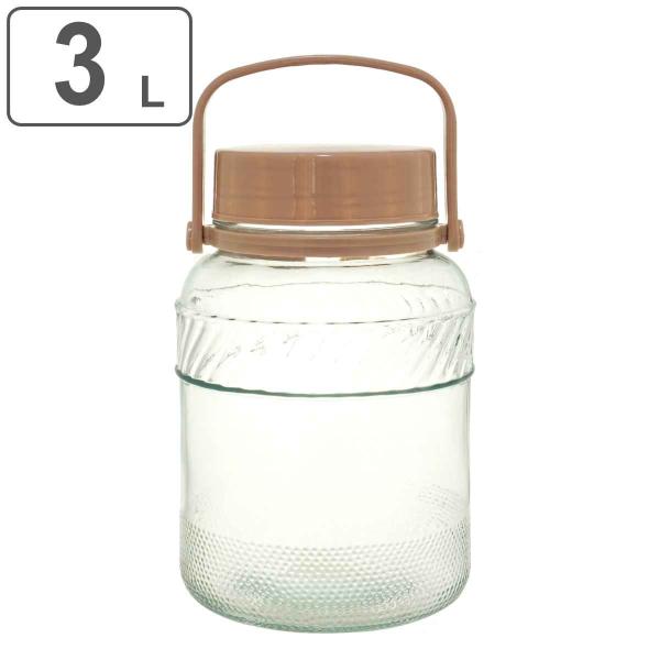 サイズ/約幅16×奥行16×高さ24.5cm重量/約1312g容量/約3L内容量/1個材質/本体：ソーダガラス蓋・吊手：ポリプロピレン中蓋：ポリエチレン生産国/中国製●ご自宅で梅酒や果実酒、らっきょうなどを漬けるのに最適な保存瓶です。●3L...