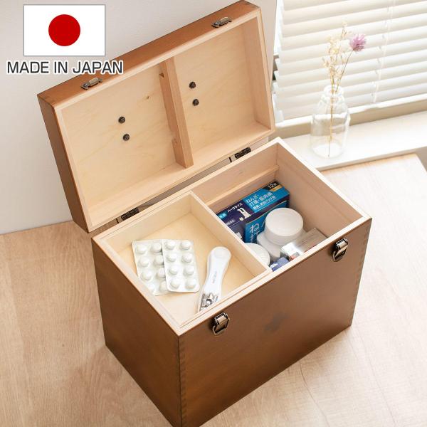 サイズ/約幅26×奥行17.3×高さ24.4cm下部箱内寸：幅24.5×奥行14.5×高さ19.2cmトレイ内寸：幅11.2×奥行13.5×高さ3.2cm内容量/1個材質/側板（下部箱側面・蓋側面）：米ツガ（ツガ材）天然木天板：シナ合板底版...