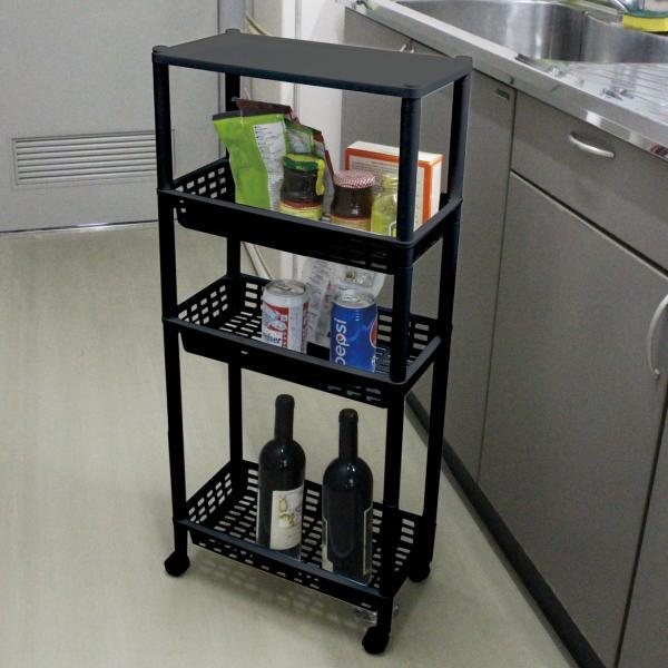 サイズ/約幅20.5×奥行39×高さ88cm重量/約1.1kg内容量/１台材質/ポリプロピレン生産国/日本製●散らかる小物やストック類などをすっきりと整頓できる、樹脂製の4段ワゴンです。●幅約20.5cmのスリム設計となっており、隙間を有効...