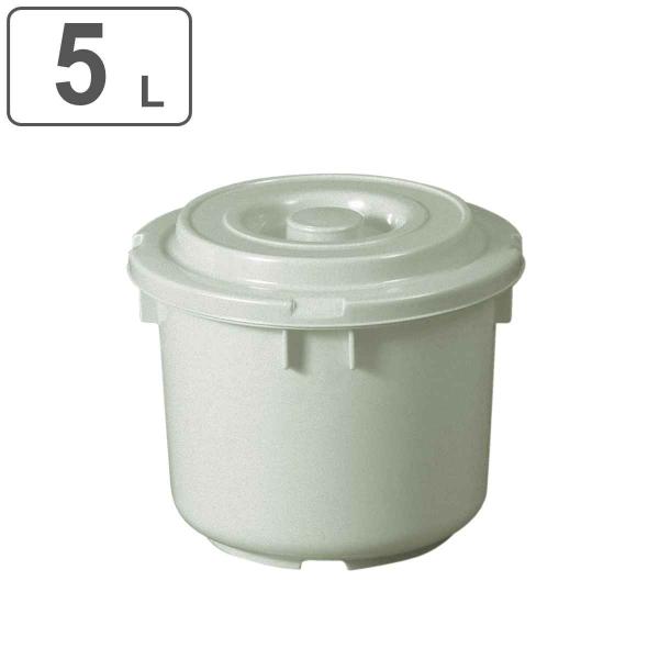 サイズ/約高さ19.5cm直径：約24cm容量/約5L内容量/1個付属品：押し蓋材質/本体・蓋：ポリエチレン押し蓋：ポリプロピレン生産国/日本製●お手軽に本格的な漬物作りができるプラスチック製の漬物容器5型（押し蓋付き）です。●プラスチック...