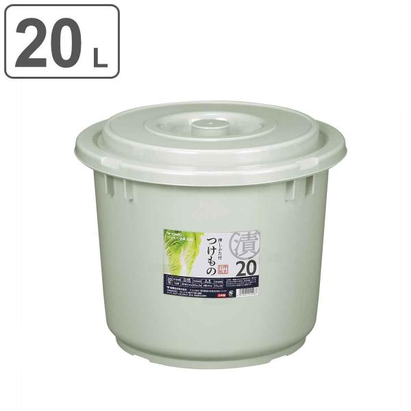 サイズ/約高さ30.5cm直径：約37cm容量/約20L内容量/1個付属品：押し蓋材質/本体・蓋：ポリエチレン押し蓋：ポリプロピレン生産国/日本製●お手軽に本格的な漬物作りができるプラスチック製の漬物容器20型（押し蓋付き）です。●プラスチ...