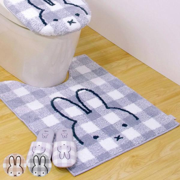 サイズ/約横60×縦80cm内容量/1枚材質/ポリエステル90％、アクリル10％種類/ベージュ、グレー生産国/中国製乾燥機/使用不可床暖房/ホットカーペット/非対応滑り止め/加工あり●爽やかなギンガムチェックとシンプルユニークな線画のミッフ...