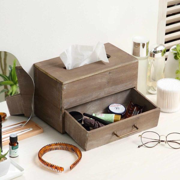 サイズ/外寸：約幅27.5×奥行14.5×高さ17cm内寸：約幅24×奥行12×高さ6cm重量/約800g内容量/1個材質/ウッド、アイアンカラー/ブラウン生産国/中国製●小物の収納も叶うウッディーなティッシュケースです。●収納しながらも生...