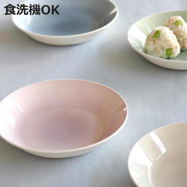 サイズ/約高さ3.2cm直径：約18cm内容量/1枚材質/PET種類/ブルー、グリーン、ピンク、グレー生産国/日本製食器洗い乾燥機/使用可能電子レンジ/使用可能●漆器職人が1つ1つ手作業で塗装を施した深型プレートです。●取り分け皿や副菜用に...