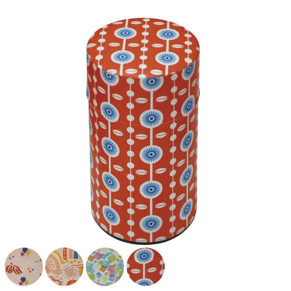 サイズ/約高さ14.2cm直径：約7.5cm茶葉約200ｇ入ります重量/約100g容量/約200ml内容量/1個材質/表面：紙本体、蓋、中蓋：ブリキ種類/サーカス、ミクロ、ドロップス、くるり生産国/日本製●表面に紙を巻いてデザインした茶筒、...