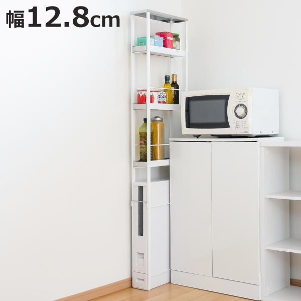 サイズ/約幅12.8×奥行41×高さ160cm重量/約5.3kg内容量/1台付属品：アジャスター材質/本体上・本体下・背板：スチール(メラミン焼付塗装)天板・引き出し・ストッパー：ステンレス生産国/日本製引き出し1段あたり耐荷重/1kg天板...
