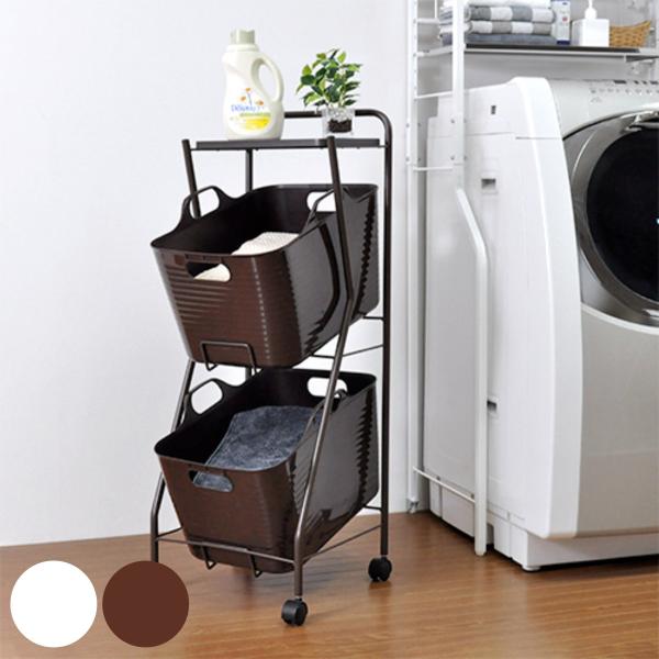 サイズ/約幅38×奥行48×高さ97.5cmバスケット：約幅46×奥行32×高さ30.5cm（持ち手含む）重量/約5kg内容量/1台材質/スチール（メラミン焼付塗装）、MDF、ポリエチレン種類/ホワイト、ブラウン生産国/日本製キャスター/付...